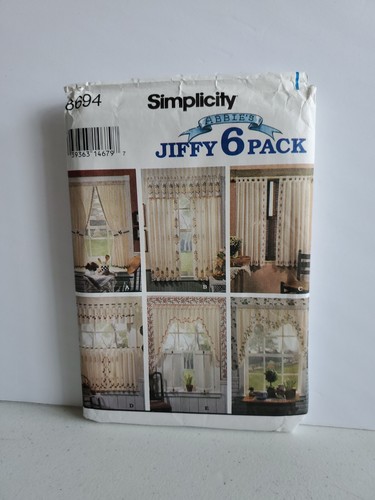Simplicity 8694 Abbie's Jiffy 6 Pack Stenciled Curtain Pattern 24" 40 ...
