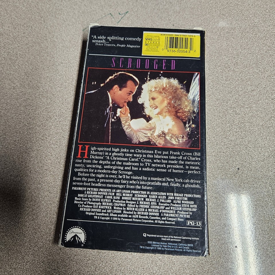 Scrooged, 1988 (VHS, 1990) Comedy, Bill Murray, Karen Allen, John ...