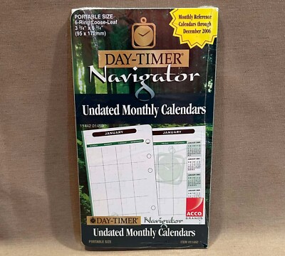 Vintage NEW Day-Timer NAVIGATOR Portable Undated Monthly Calendar ...