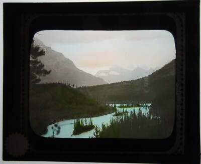 SMALL ISLAND, NESTLED IN MOUNTAINS. HAND COLORED LANTERN SLIDE. | eBay