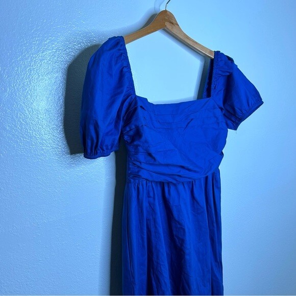 OPT River Puff Sleeve Smocked Royal Blue Midi Dress XL - Gem