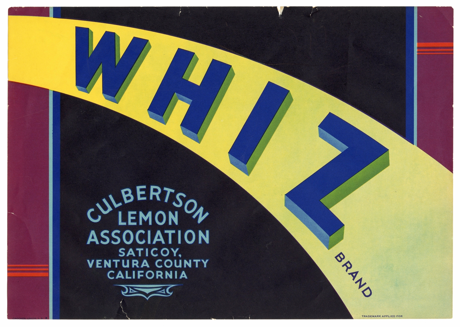 Vintage, Unused WHIZ Brand Lemon Fruit Crate Label || Saticoy, Ca. | eBay