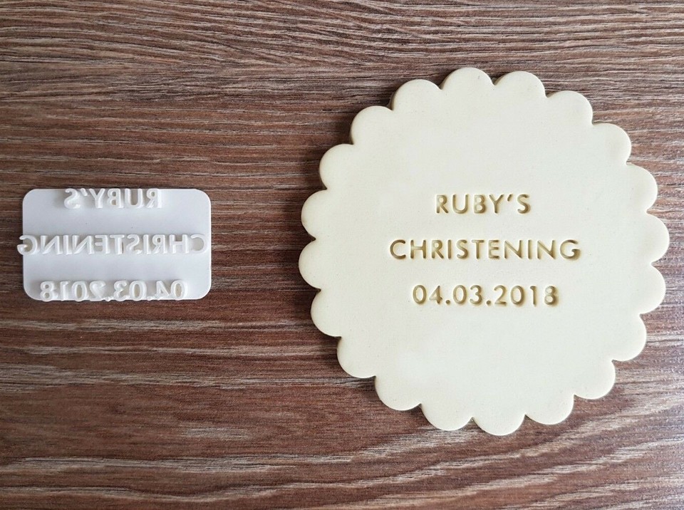 Custom Christening Fondant Embosser or Cookie Stamp with Name Icing ...