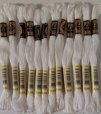 DMC Cotton Embroidery Floss Thread Lot of 12 Skeins White 117-BLANC New ...