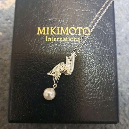 Collana Mikimoto Akoya colore perle argento gioiello pendente elegante D361 | eBay