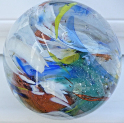Hand Blown Glass ORB PAPERWEIGHT - Colourful Swirls - 3" Diameter | eBay UK