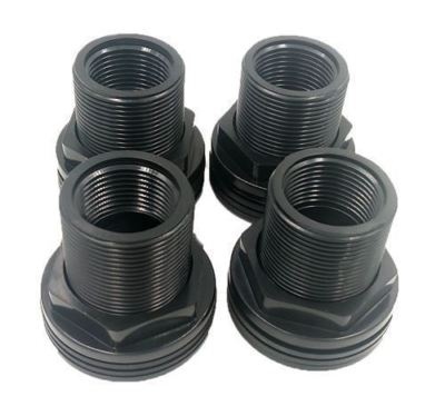 4 x bulkhead fitting 1" 1 inch ABS Threaded x Threaded + 2 NBR Rubber ...