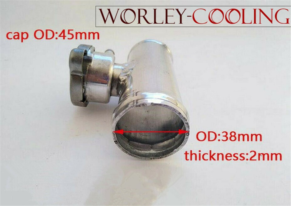 38mm 1-1/2" OD Alloy Inline Radiator Pipe Filler Neck&Free 1.1 BAR Cap ...