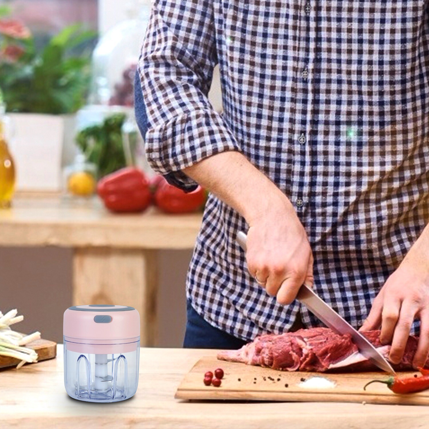 Cordless Electric Mini Chopper Grinder Powerful Garlic Chopper Food ...