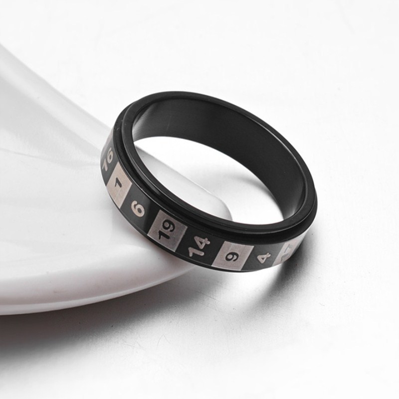 6MM Black/Rainbow Spinner Band Men/Women's Titanium Steel Numeral Ring ...