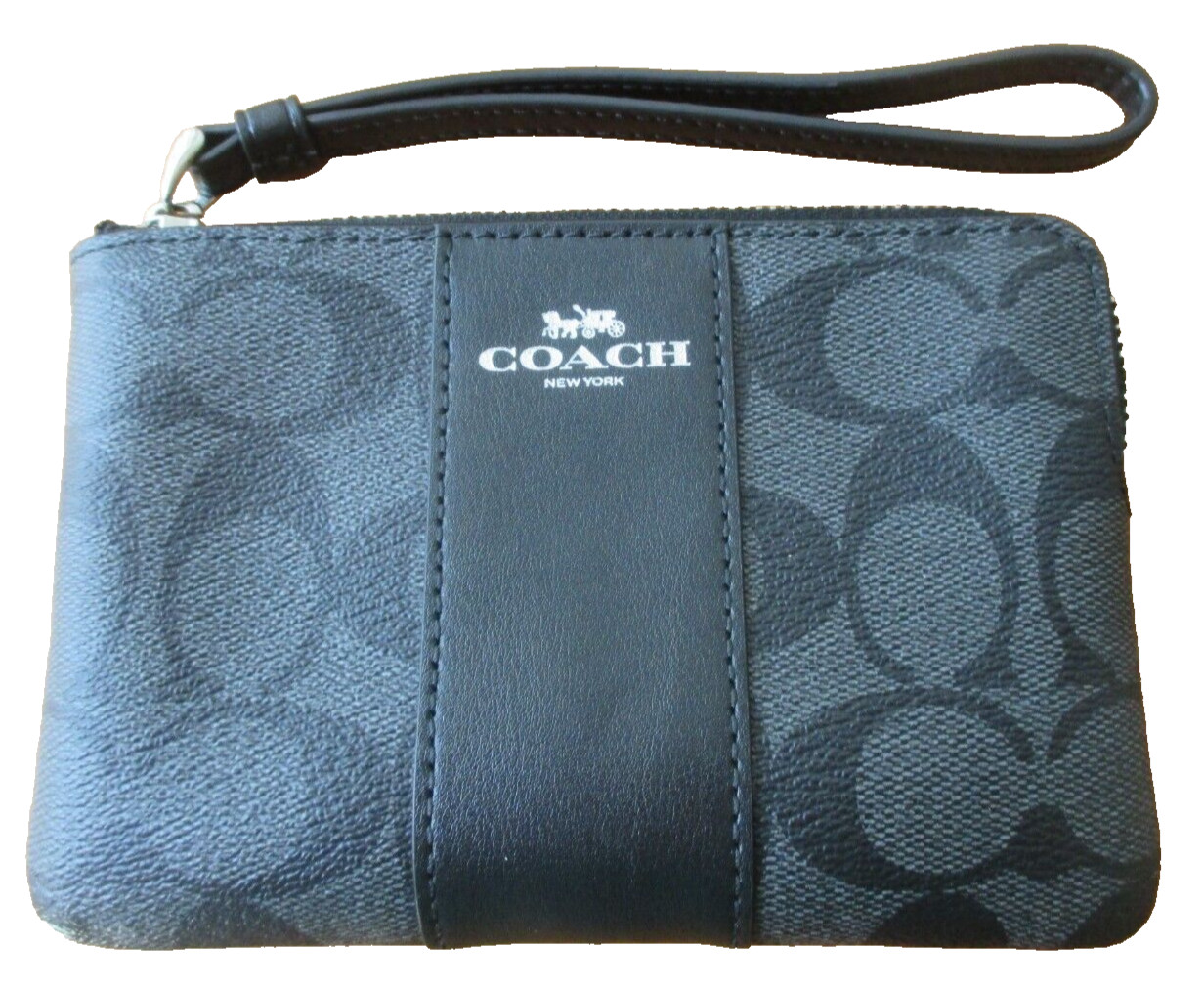 Coach Signature "C" Wristlet Purse PVC Leather Black/… - Gem
