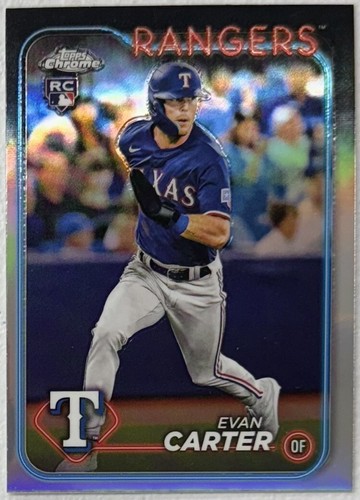 2024 Evan Carter Topps Chrome Rookie Refractor #136 Rangers *QUANTITY ...
