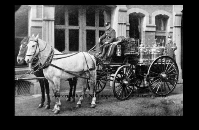 1895 Chemical Fire Truck PHOTO Vintage Department Engine Horse Drawn ...