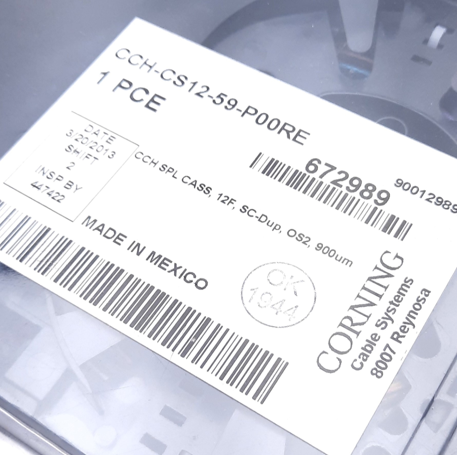 Corning CCH-CS12-59-P00RE Splice Cassette for sale online | eBay