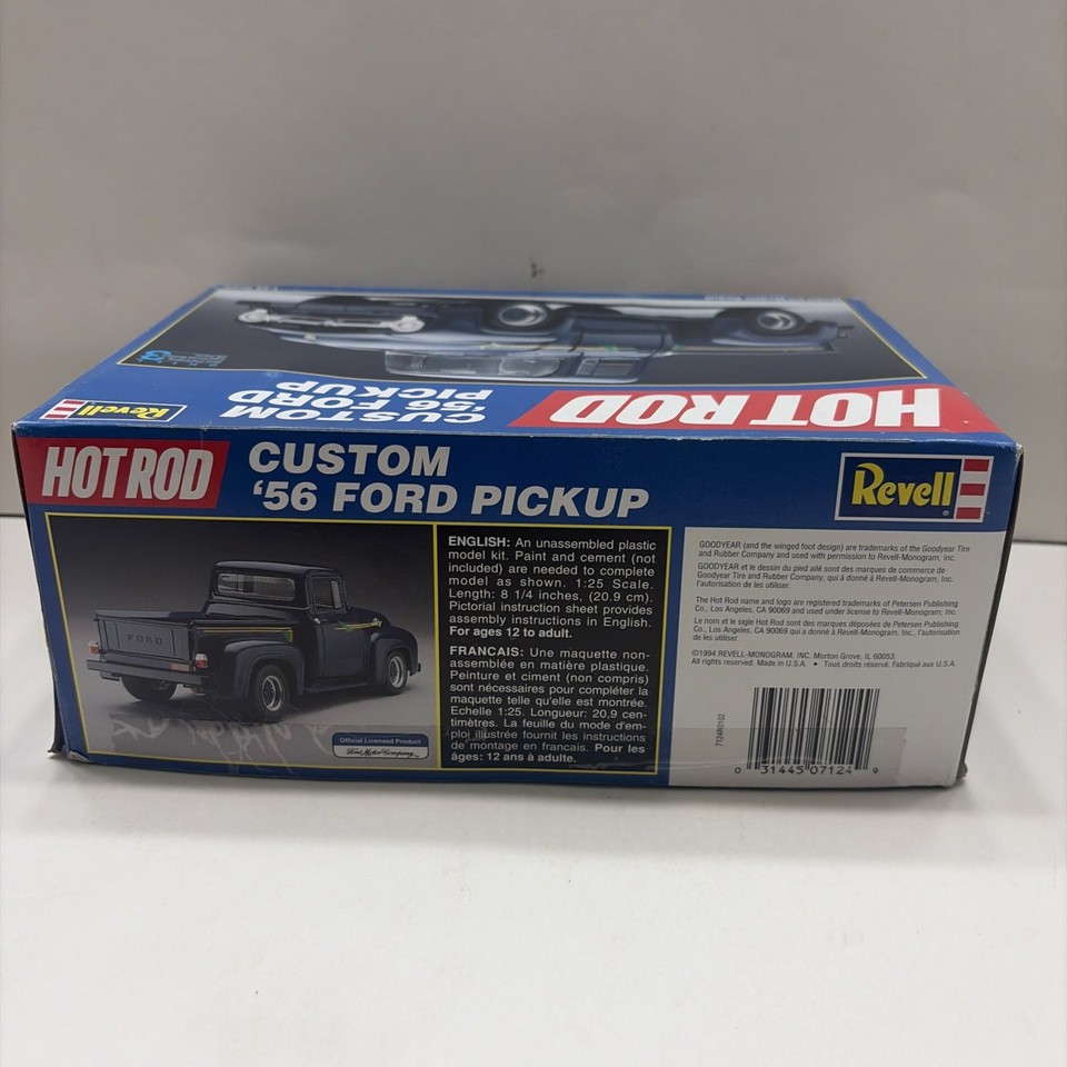Vintage 1986 Revell HOT ROD Custom 56 Ford Pickup Model Kit #7124 Open ...