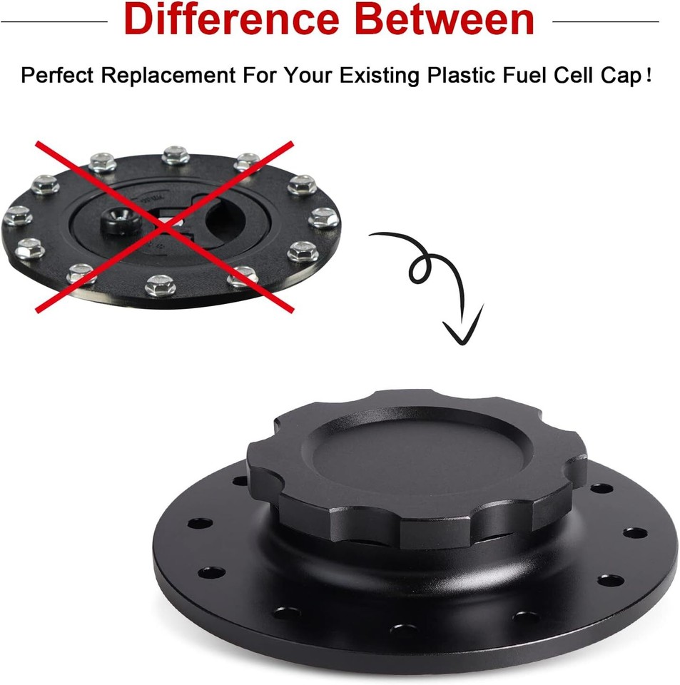 Billet Aluminum Easy Fill Fuel Cell Cap with 12 Bolting Holes Cell Bung ...
