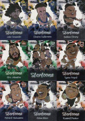 2019 NRL TRADERS ACETATE STARTOONS TRADING CARDS - FULL SET 18 CARDS ...