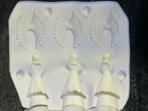 VINTAGE SCIOTO CERAMIC MOLD #S-2317 THREE ANGELS,PRAYING LYRE,ACCORDIAN ...