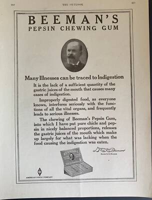 Vintage 1917 Beeman’s Pepsin Chewing Gum Ad | eBay
