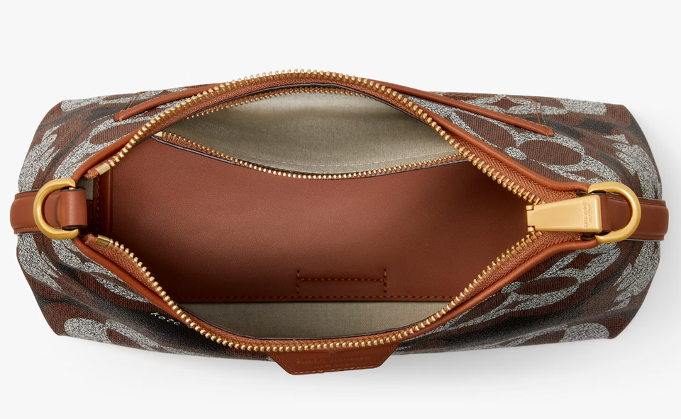 Kate Spade Reece Shoulder Bag Black Brown Handbag K9773 Monogram Flower ...