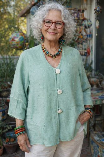 JASKAR "Art To Wear" Spring Boho-Lagenlook 100%Linen Tunic Top/Jacket ...