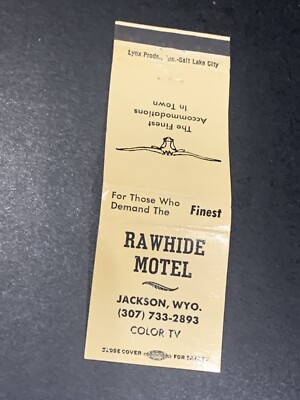 Vintage Wyoming Matchbook “Rawhide Motel” Jackson, WY | eBay