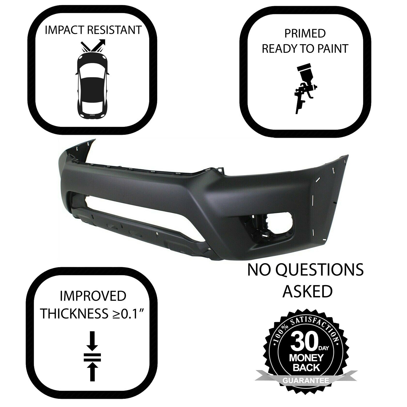 Primed Front Bumper Cover For 2012-2015 Toyota Tacoma Pickup 5211904090 ...