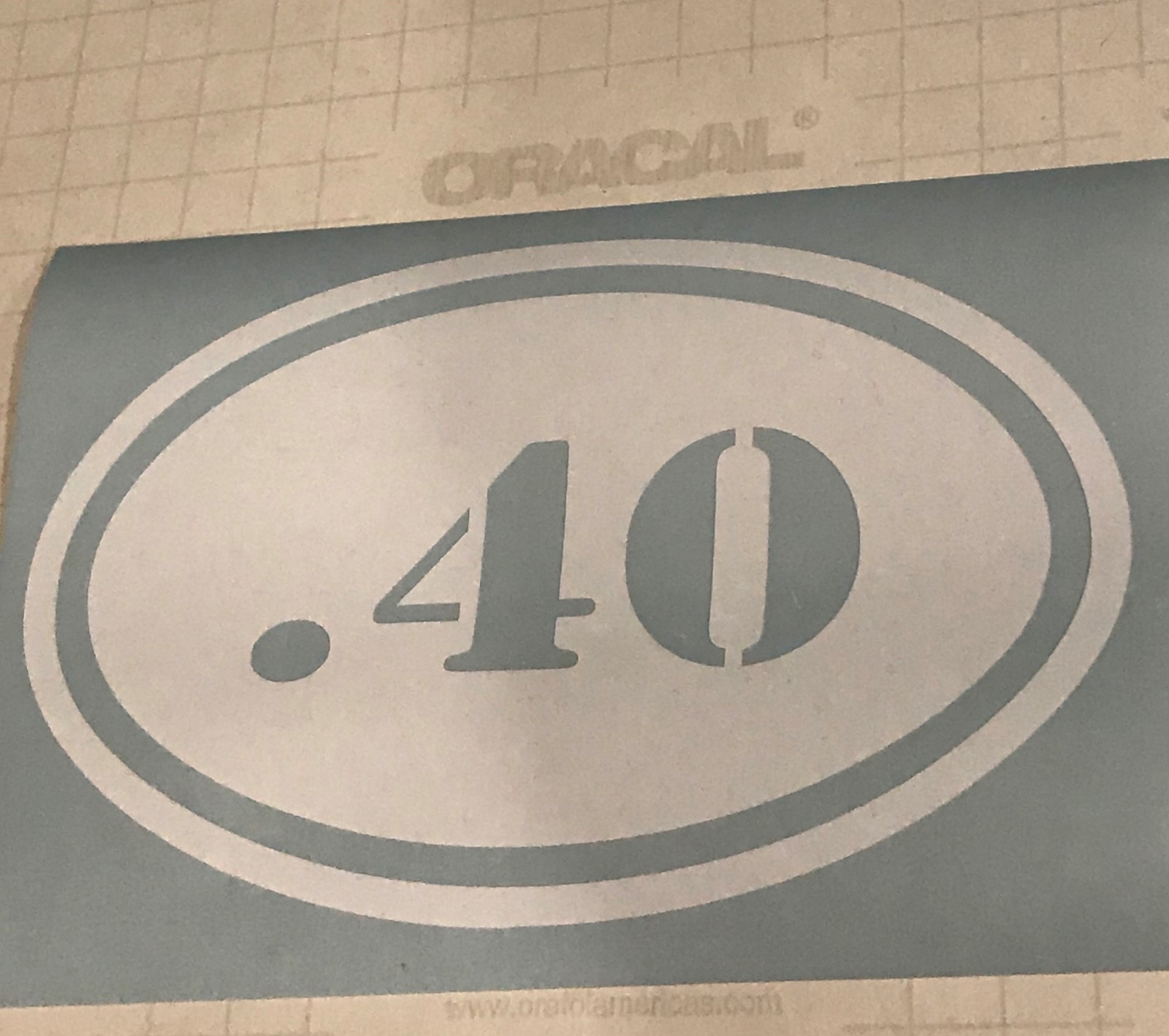 .40 cal, 40 caliber, 40 cal ammo Oval EURO Decal in stencil Font for ...