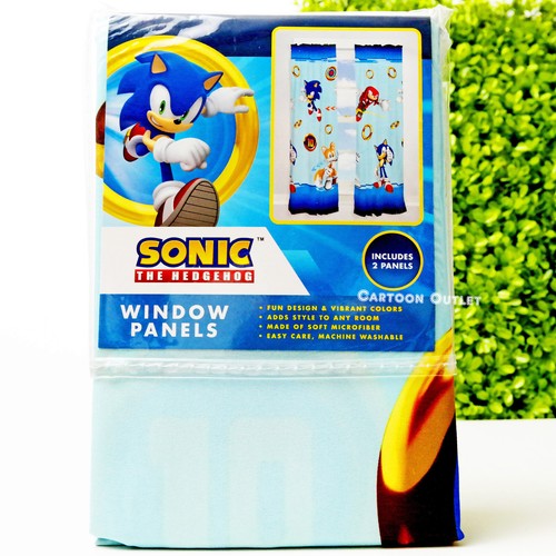 Sonic The Hedgehog Window Curtain (2) Panels Drapes, 82" x 63" Kids ...