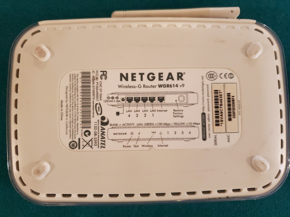 Netgear WGR614 54 Mbps 4-Port 10/100 Wireless G Router (WGR614v9) w ...