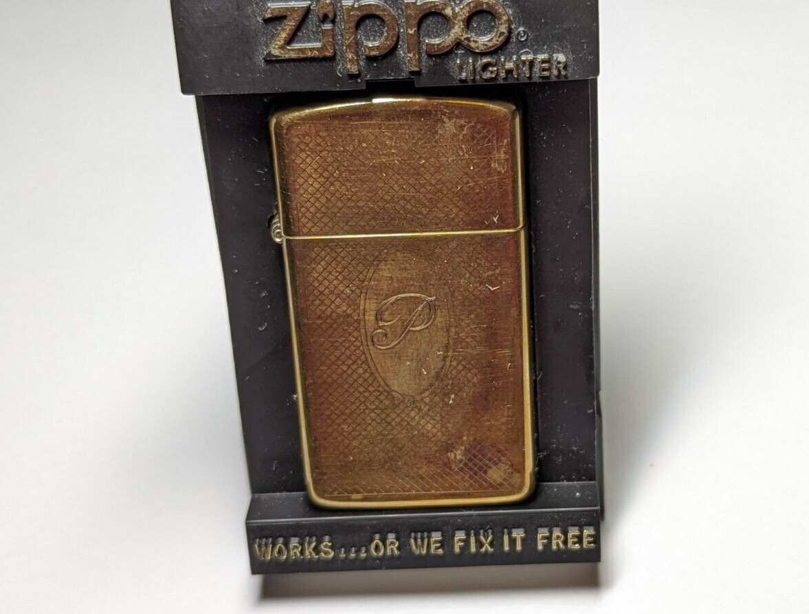 BRASS ZIPPO SLIM LIGHTER MONO P | eBay