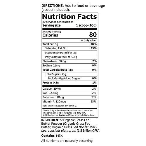 Garden of Life Dr. Formulated Keto Organic Grass Fed Butter Powder, 8g ...