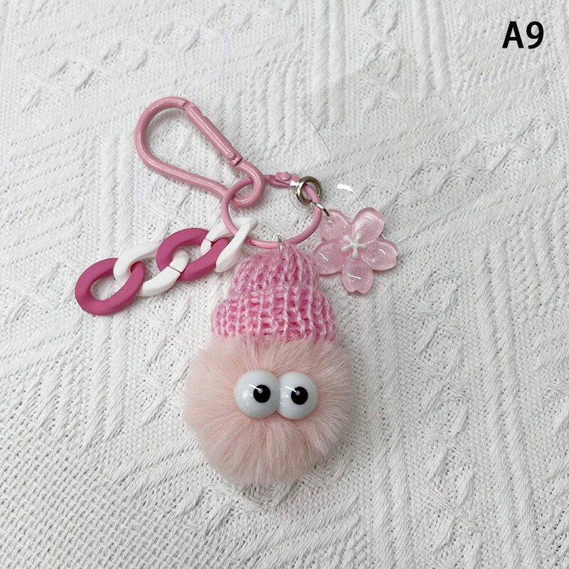 Kawaii Mini Plush Keychain Cartoon Ball Doll Metal Keyring Accessories ...