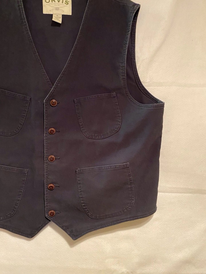ORVIS Denim Navy Hunting Vest Sz XL OR-5E93 Multi Pockets Classic RN ...