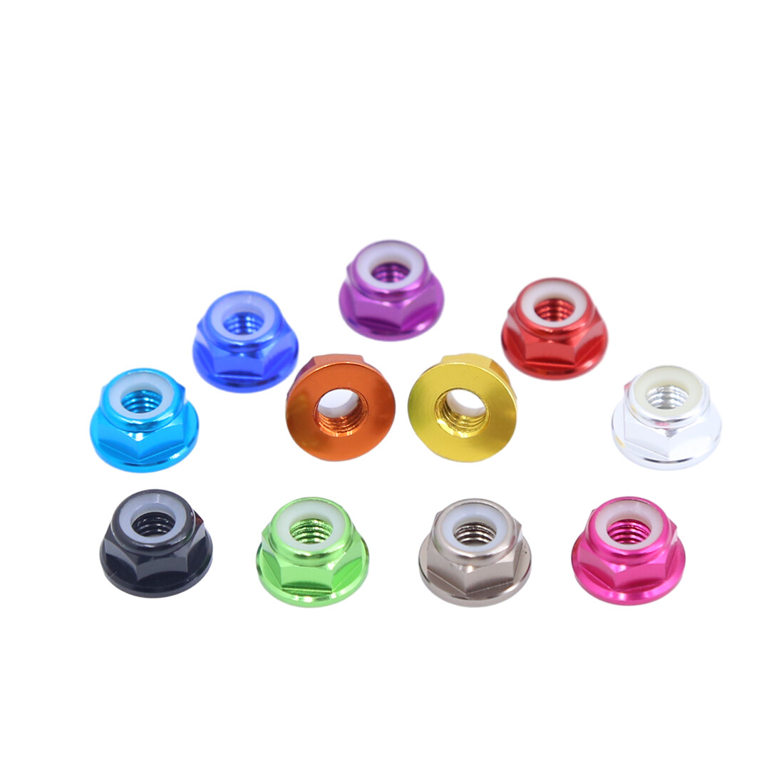 Metric Anodised Flanged Nylon Lock Nut M2 M3 M4 M5 M8 Aluminum Flange ...