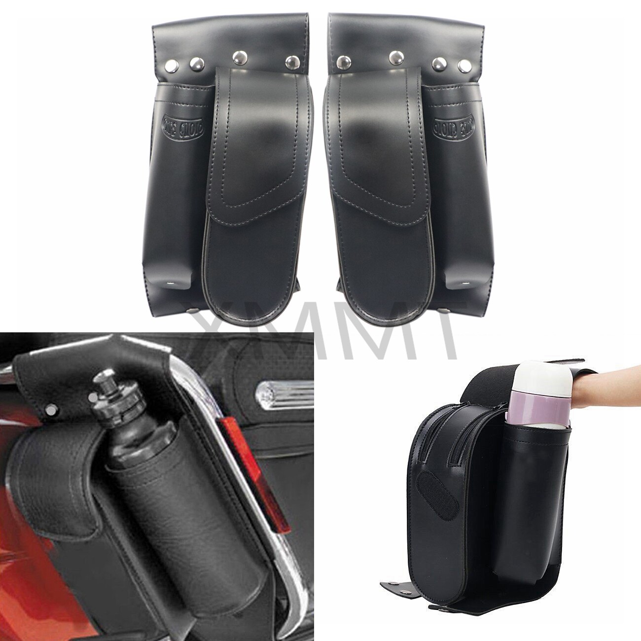 Water Bottle Drink Holder Saddlebag Guard Bag Set For Harley Touring ...