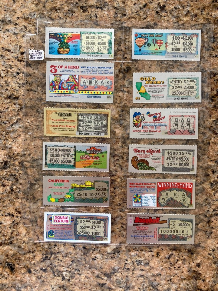 Vintage California Scratched Lottery Tickets - Complete Set 1985-1994 ...