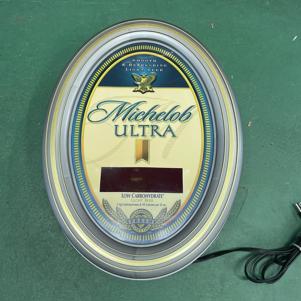 Vintage MICHELOB ULTRA BEER Bar Clock Light Sign 21”x16”x5” Great ...