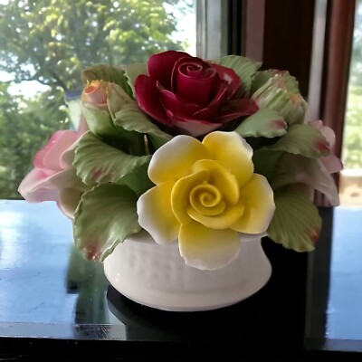 Aynsley Porcelain June Rose Flower Basket Hand Molded England Vintage ...