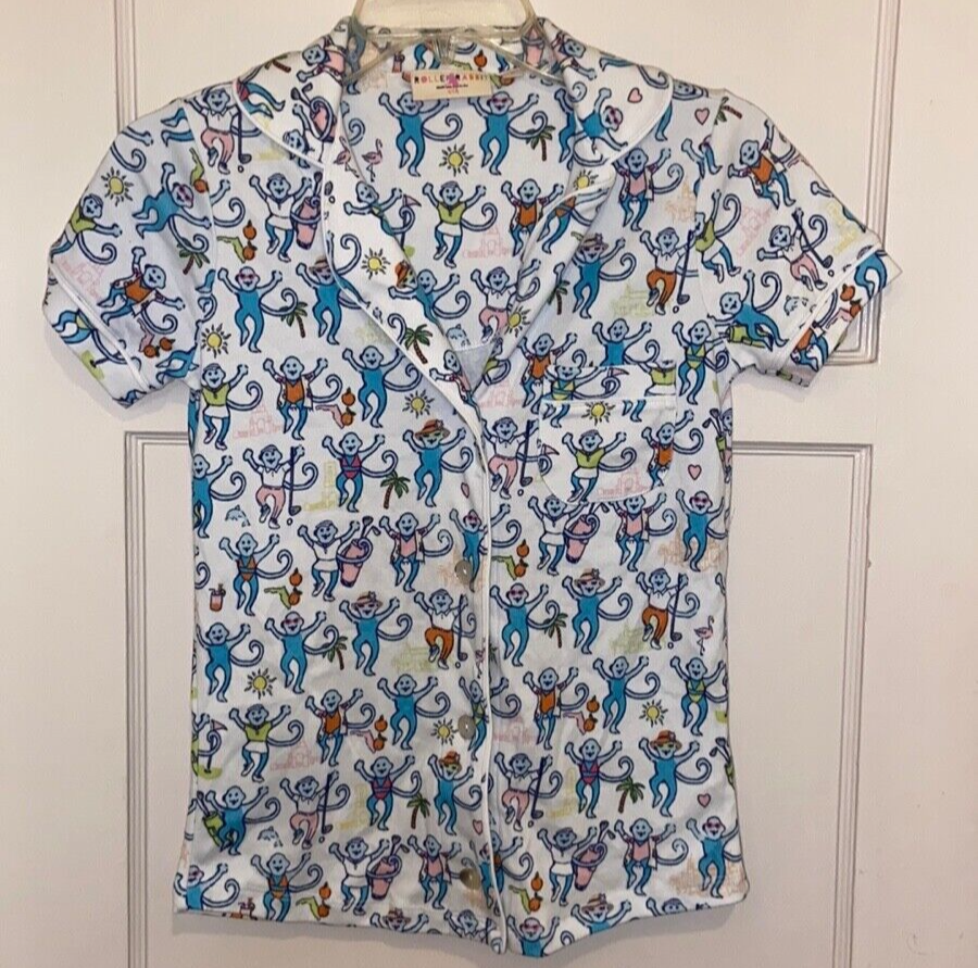 NEW ROLLER RABBIT PALM BEACH MONKEY POLO PAJAMAS TOP SZ XS FLORIDA ...