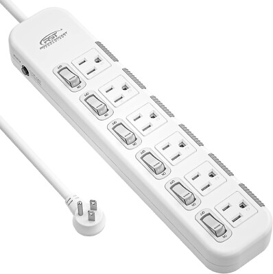 Power Strip Surge Protector with Safety Case 15A Power Strips with ...