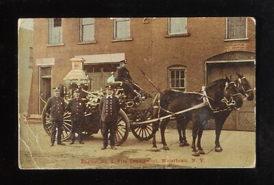 1910 FIRE STEAM ENGINE Engine No. 2 Fire Department 2-Horse Hitch ...