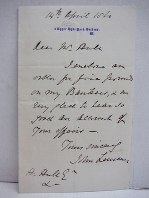 1860: JOHN LAIRD MAIR LAWRENCE - BARON HANDWRITTEN LETTER | eBay