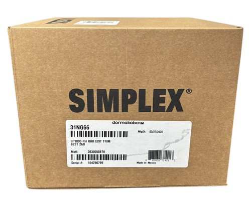 KABA SIMPLEX LP1000 RH PUSHBUTTON COMBINATION LOCK FOR EXIT DEVICE+KEY ...