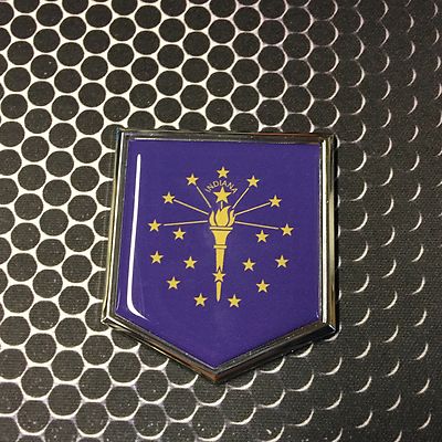 Indiana State Flag Domed CHROME Emblem Proud Flag Car 3D Sticker 2"x 2. ...