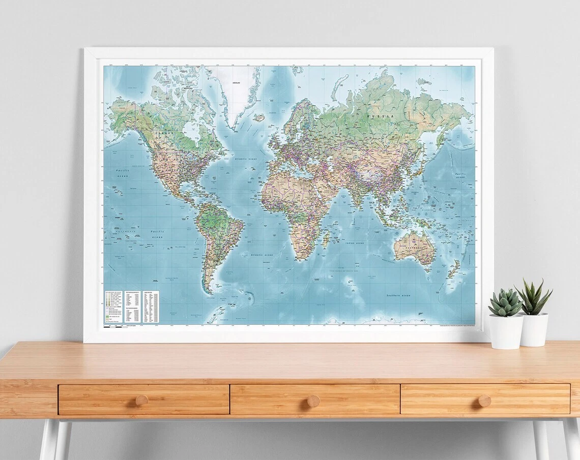 Maps International Giant World Map Poster Mega Map Of The World/large ...