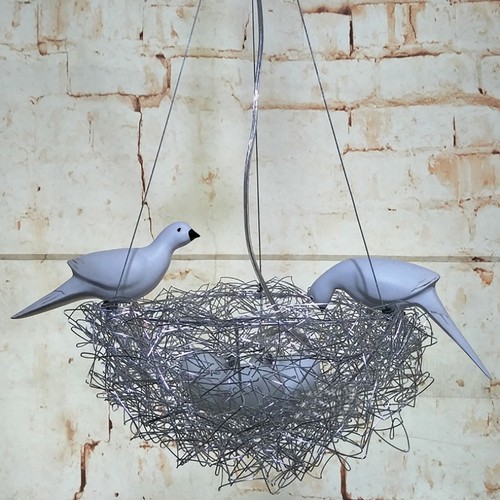 Modern LED Ceiling Light Bird's Nest Art Chandelier Bedroom Pendant ...