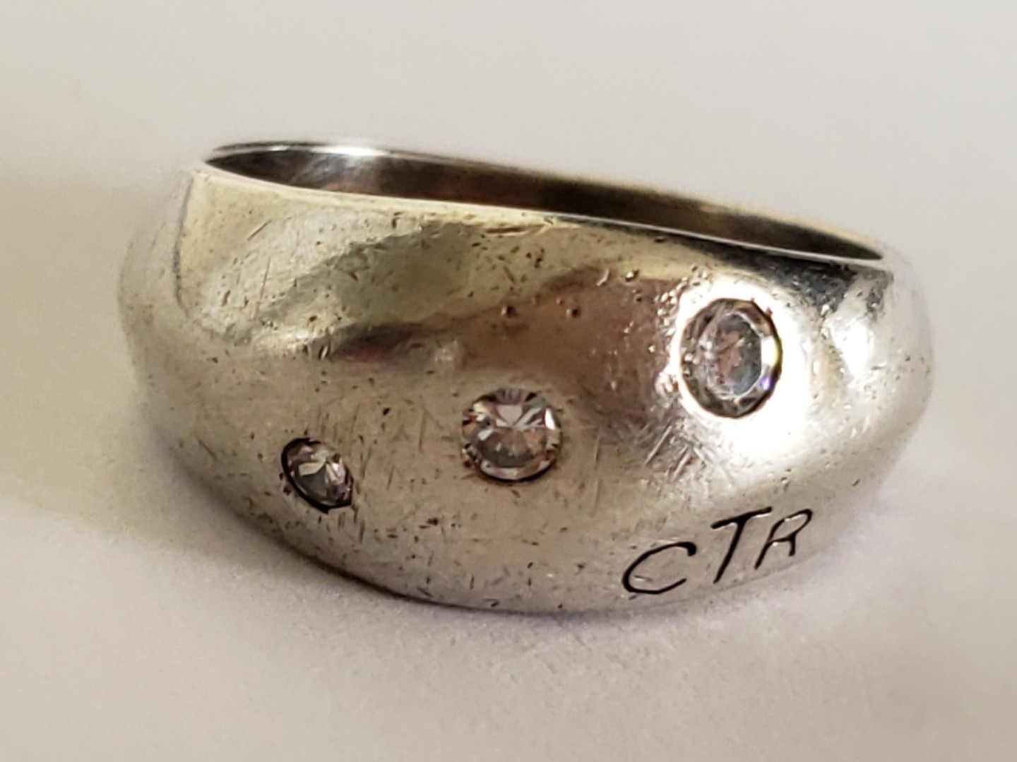 Mormon Ring RM CTR Sterling Silver 925 Ladies Clear Stone Band Sz 6.5 ...