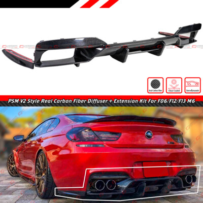 For 12-18 BMW F06 F12 F13 M6 PSM V2 Style Carbon Fiber Rear Diffuser W ...