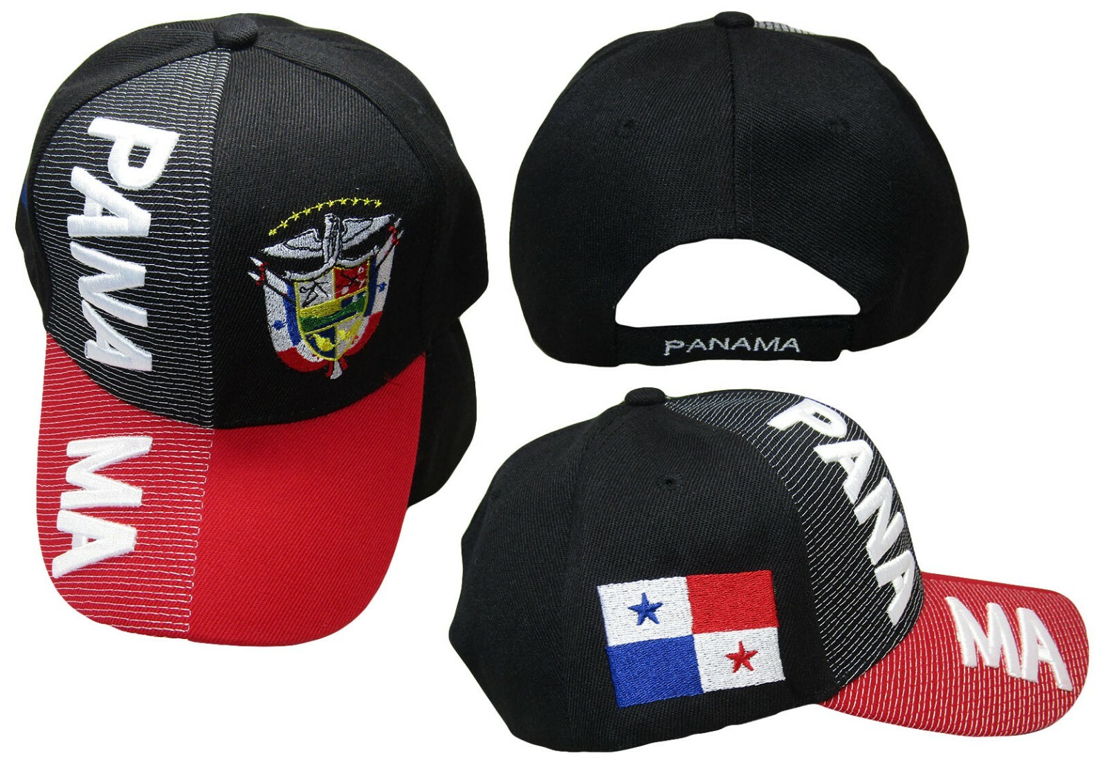 Panama Country Black Red White Letters Crest Patch On Side Embroidered ...